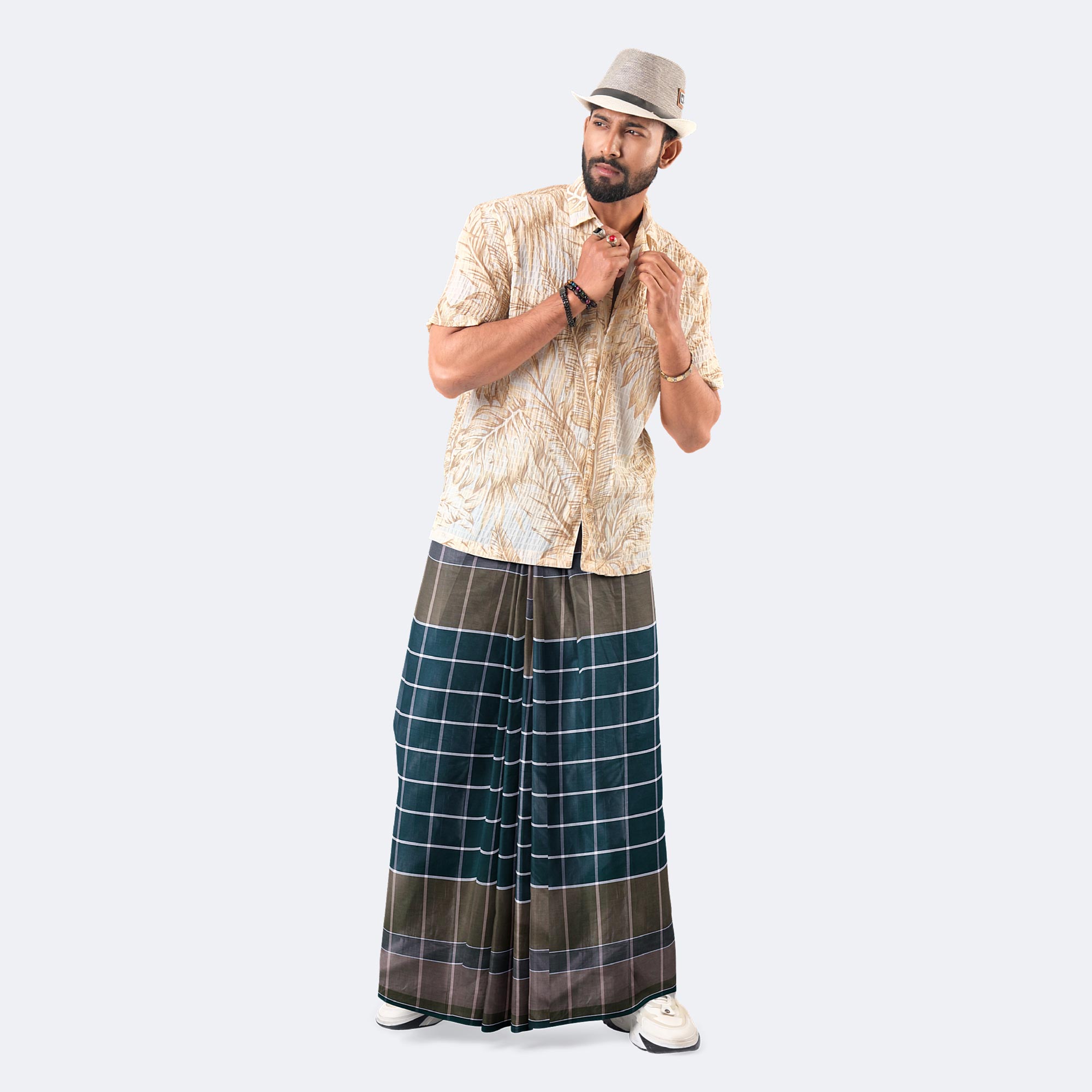 Multicolor Stripe & Check Lungi - Crown