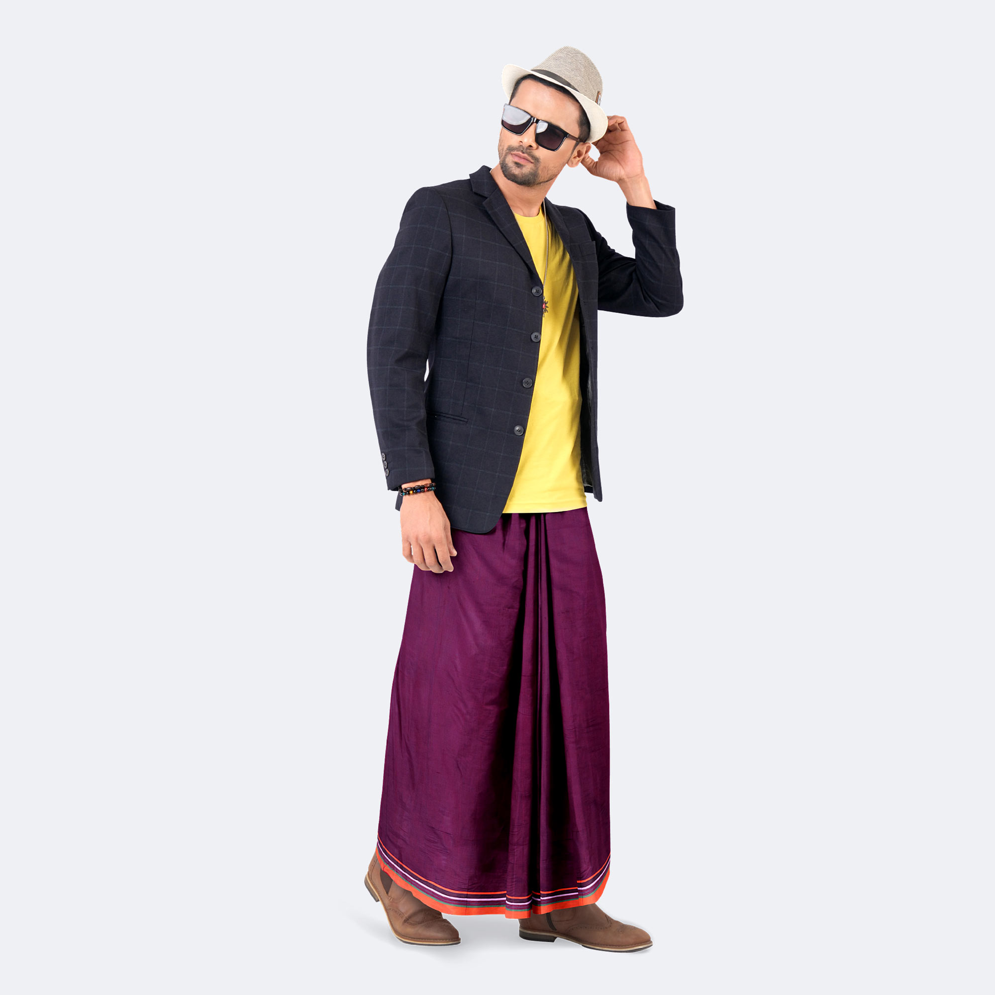 Megenta Color Solid Lungi - Somman
