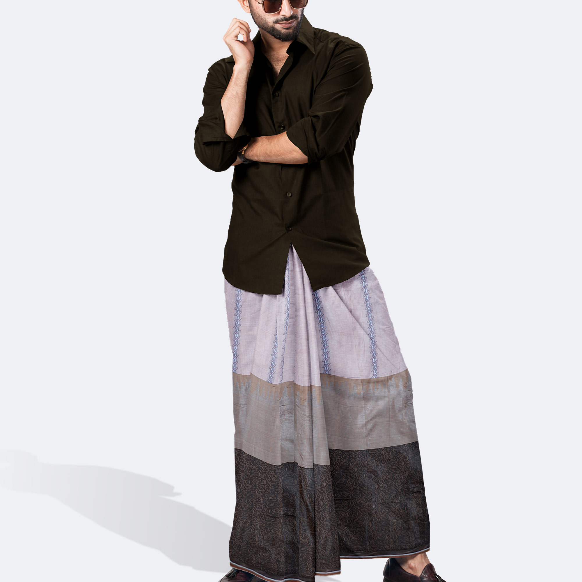 Shop Men's Dobby and Jacquard Design Lungi | MIAH