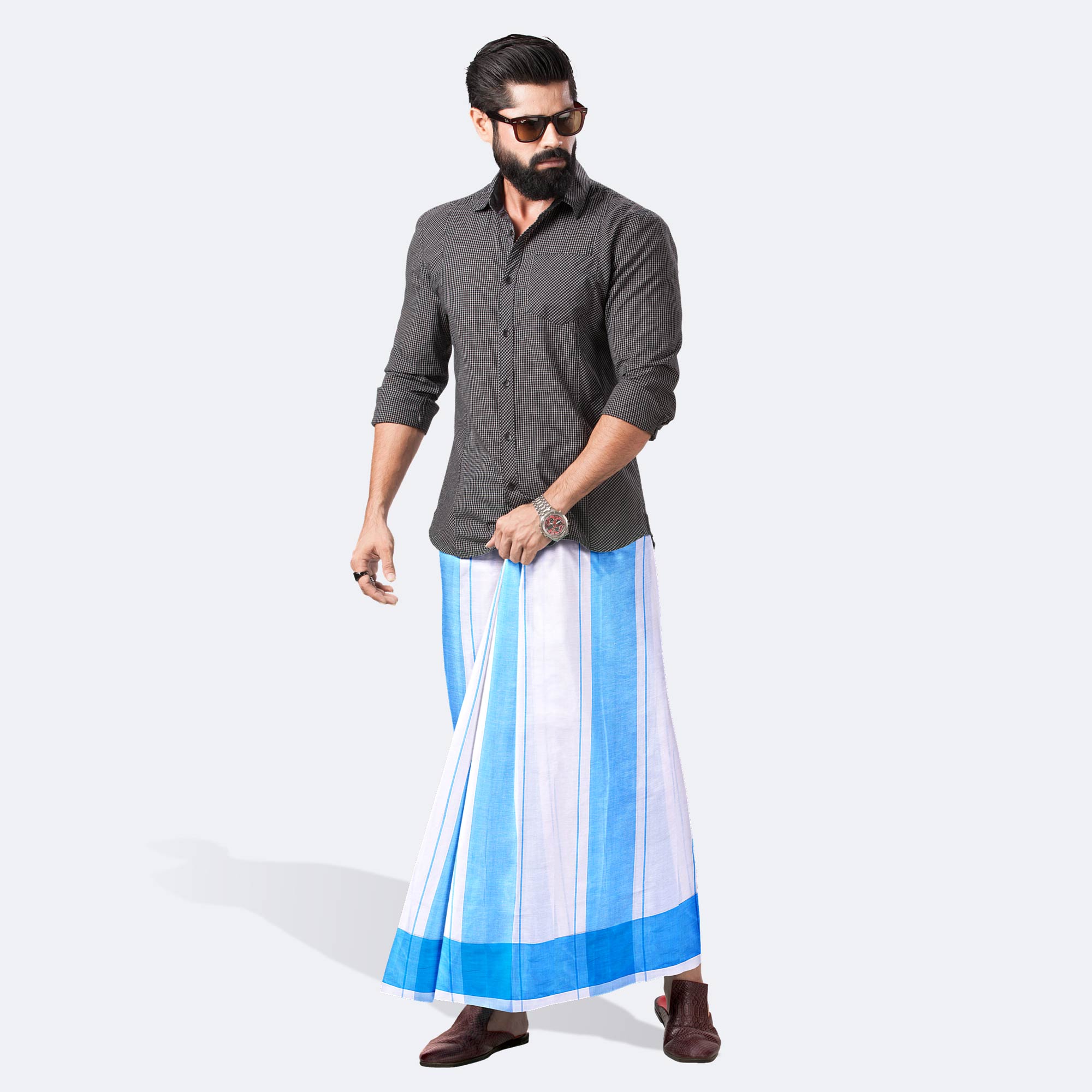 Shop Men's Check and Striped Lungi Online | MIAH