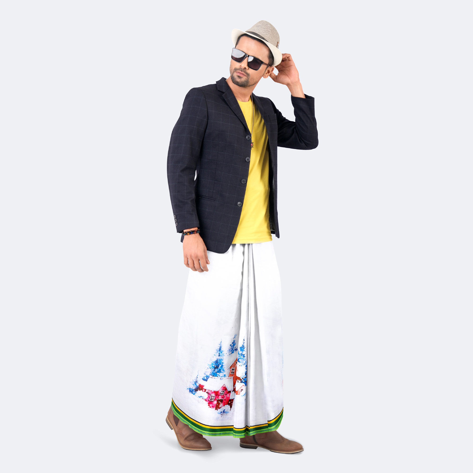 Men’s Soft Digital Print 100% Cotton Lungi - Caribbean