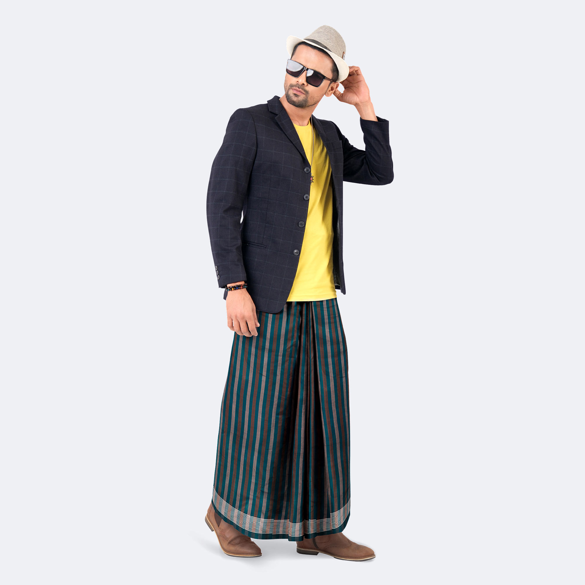 Shop Men's Check and Striped Lungi Online | MIAH