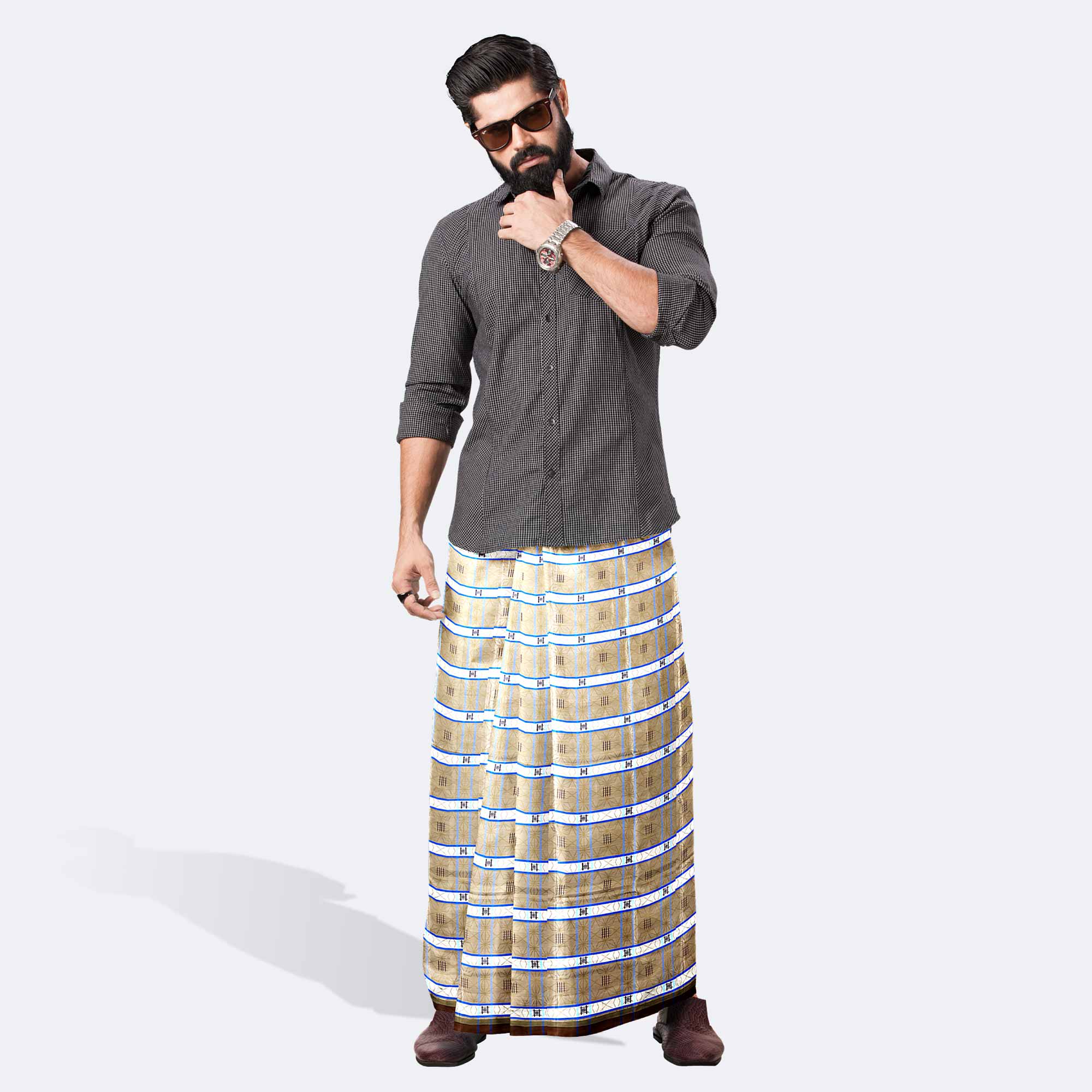 Shop Men's Dobby and Jacquard Design Lungi | MIAH