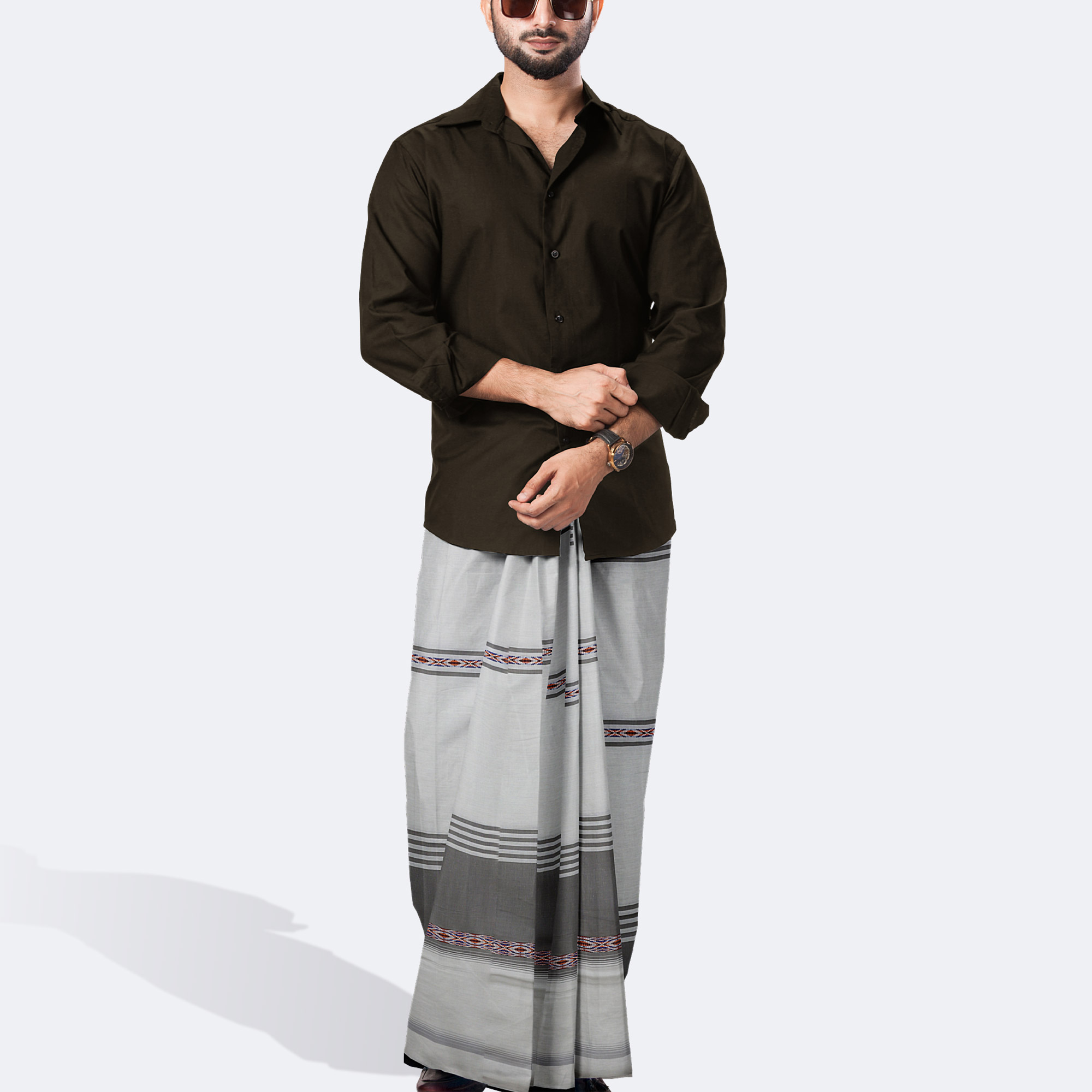 Shop Men's Dobby and Jacquard Design Lungi | MIAH
