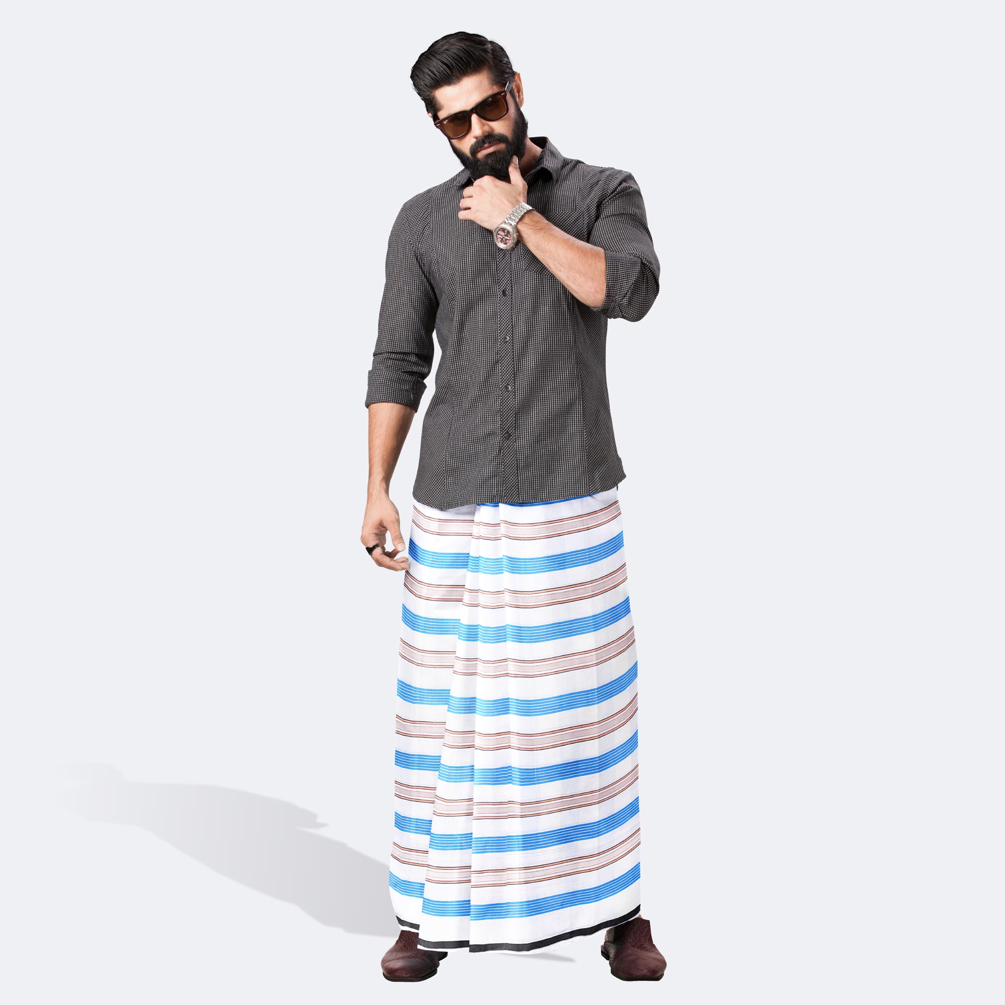 Shop Men's Check and Striped Lungi Online | MIAH
