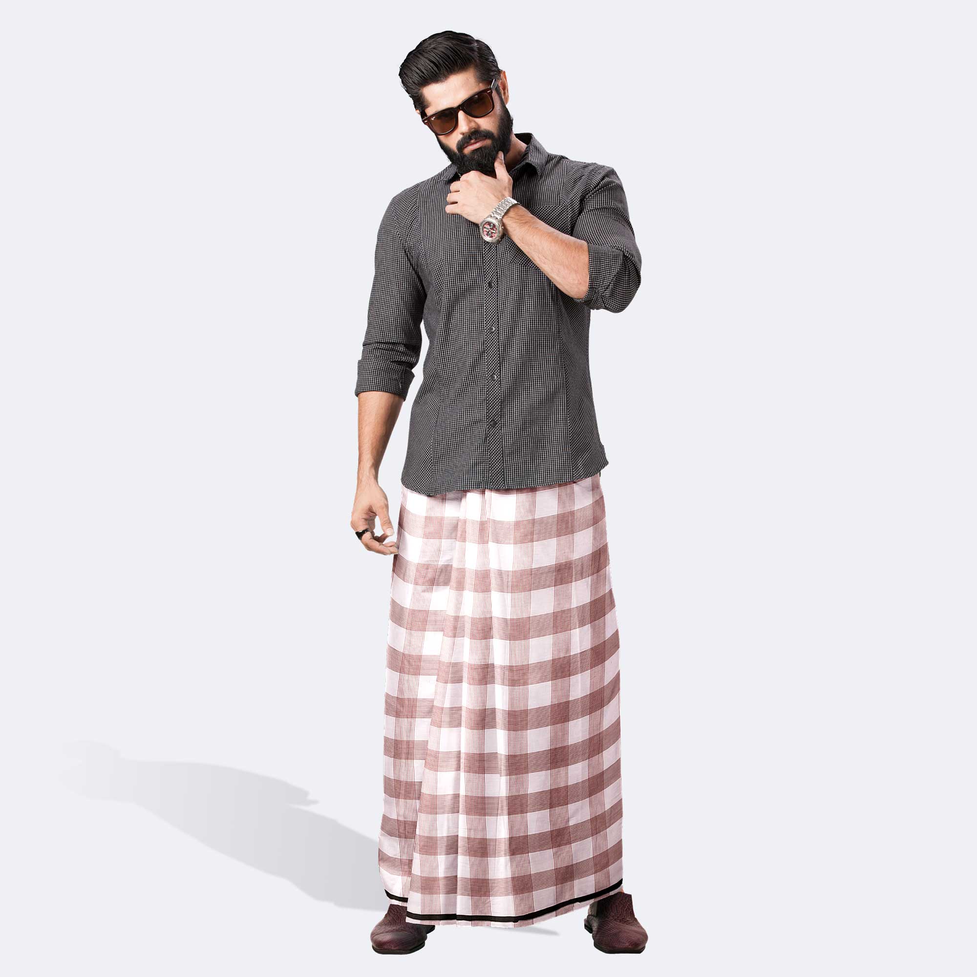 Shop Men's Check and Striped Lungi Online | MIAH