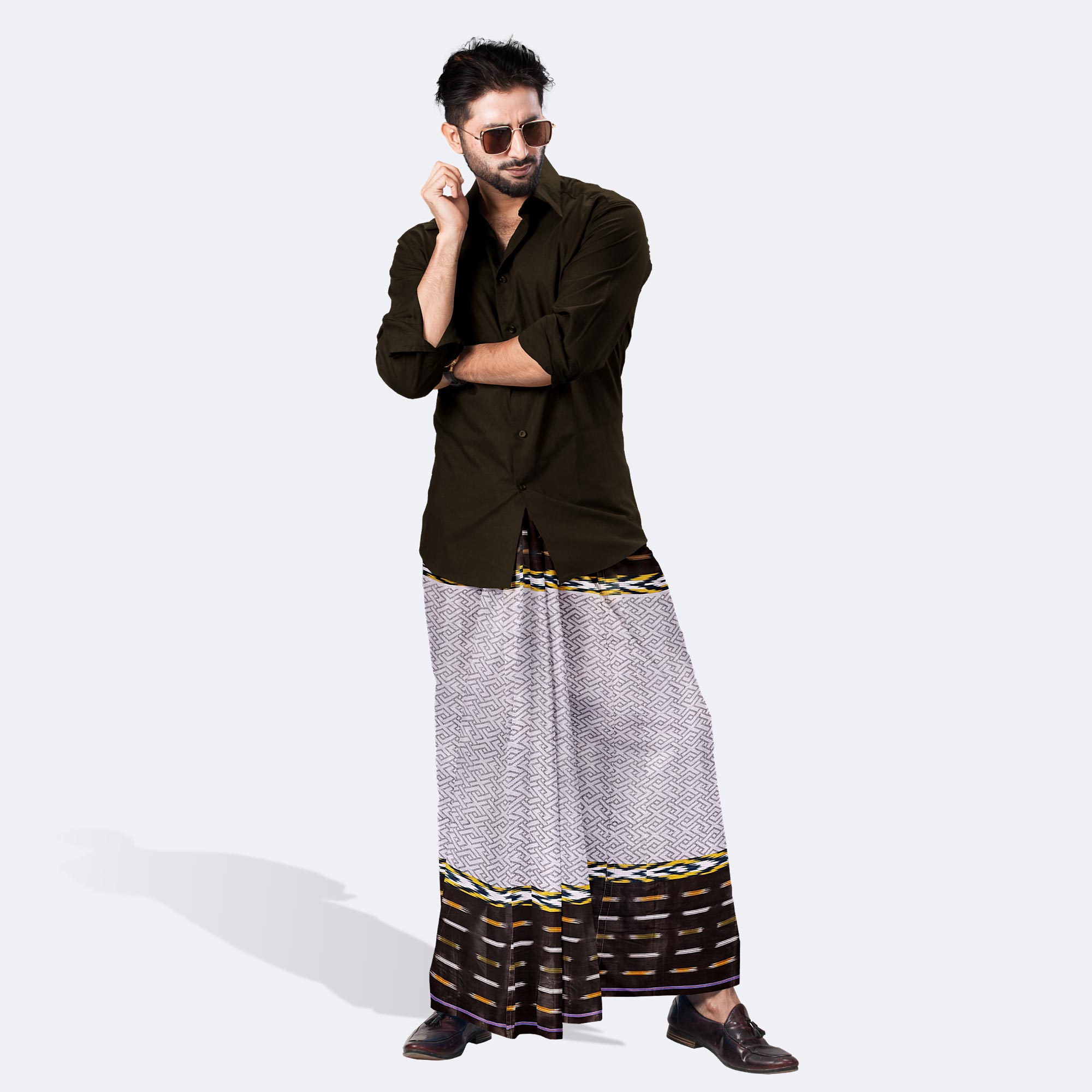 Shop Men's Dobby and Jacquard Design Lungi | MIAH