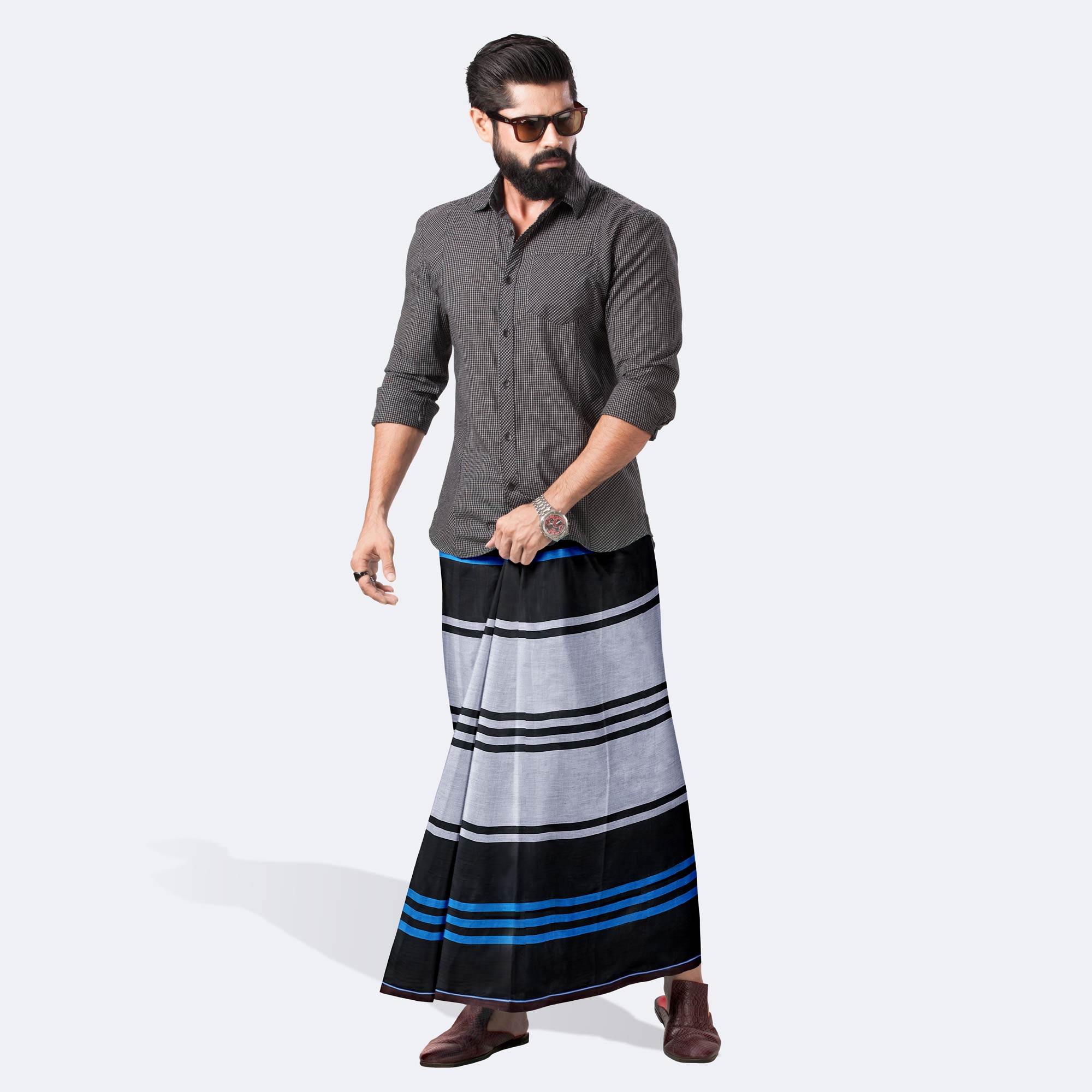 Shop Men's Check and Striped Lungi Online | MIAH