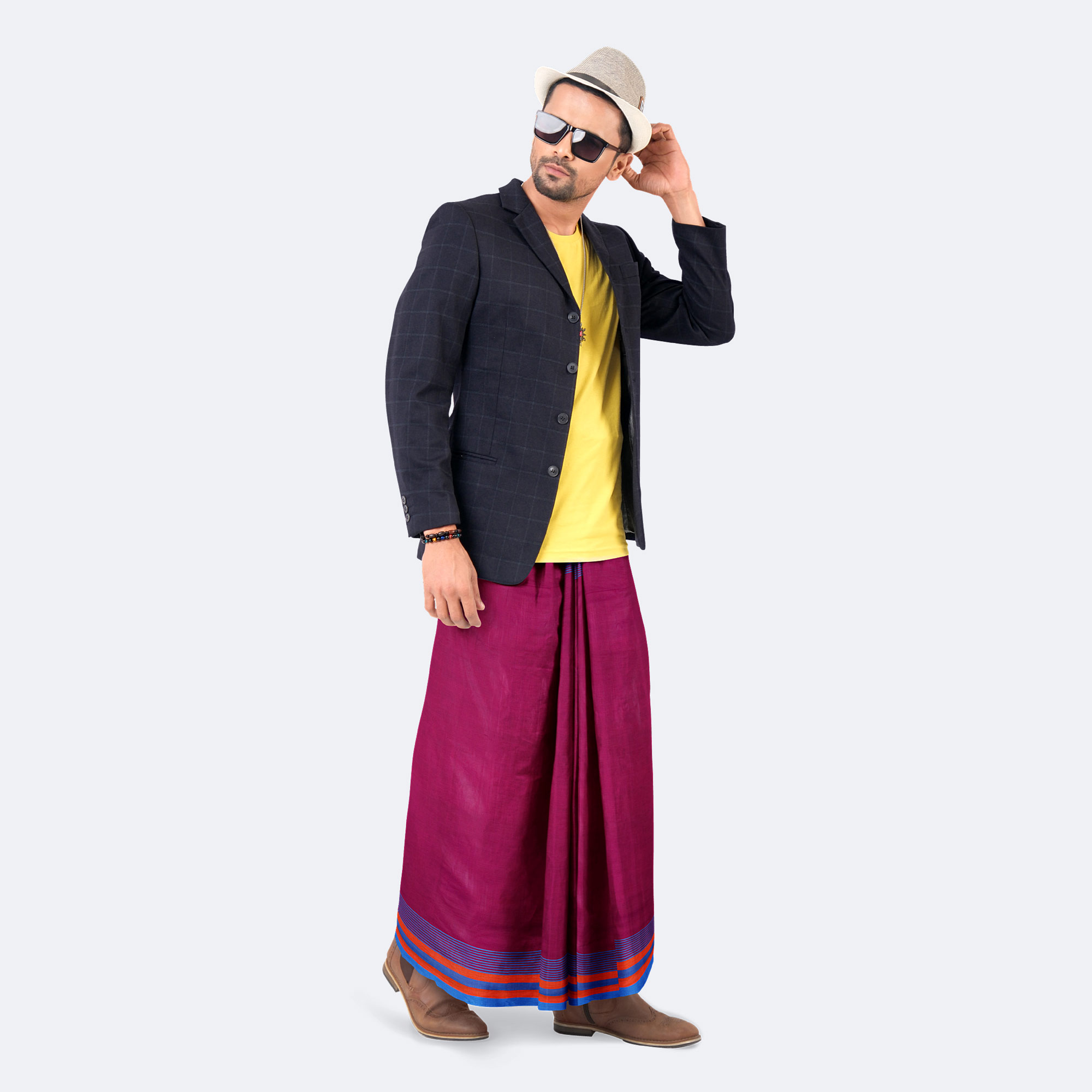 Men’s Superior Quality Multi-Stripe Check Lungi - Style