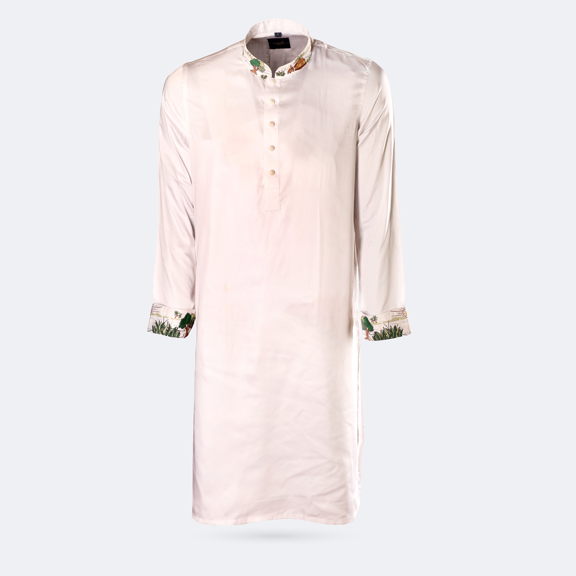 White Embroidery Regular Fit Panjabi