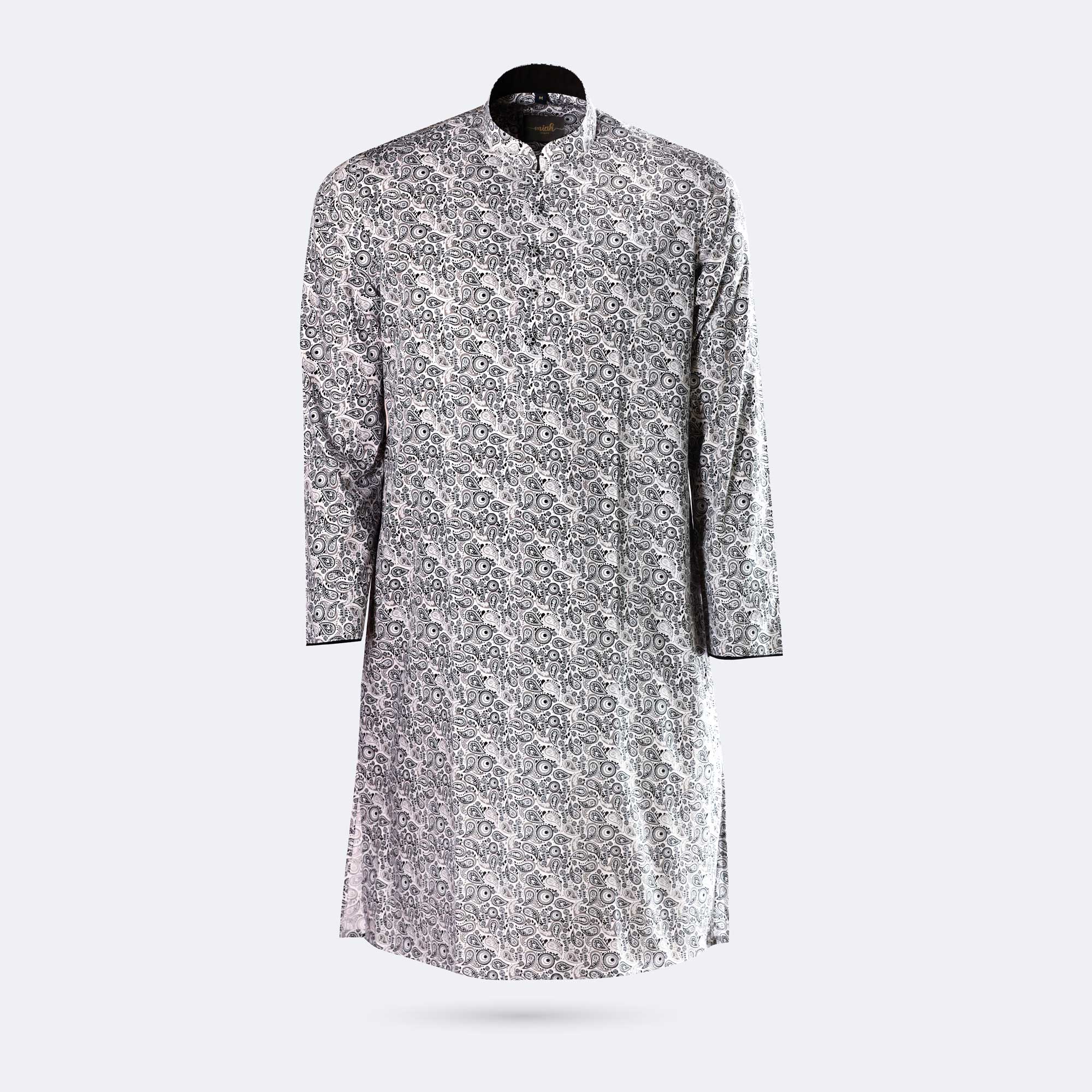 Black & White Cotton Panjabi