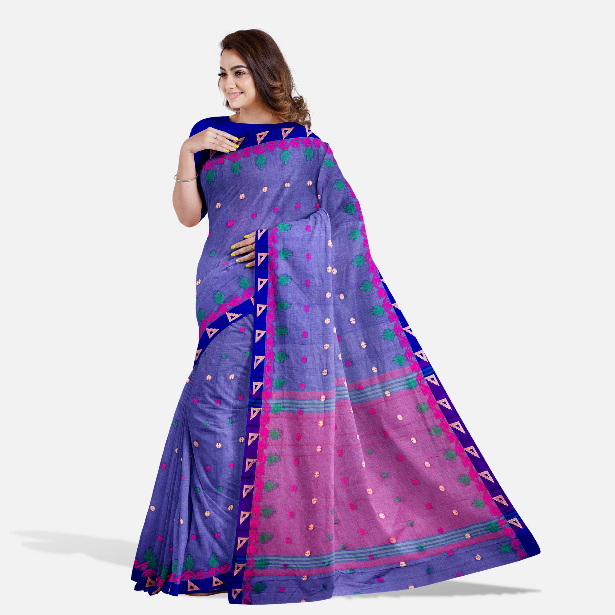 Purple Flower Tant Saree